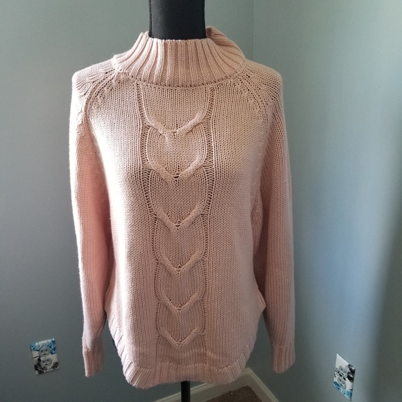 Monteau | Sweaters | Monteau Pink Sweater Cute Cable Knit Medium | Poshmark